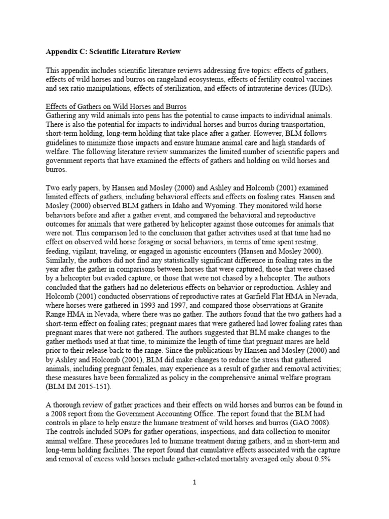 Appendix C. Scientific Literature Review - 508 | PDF | Grazing | Mustang