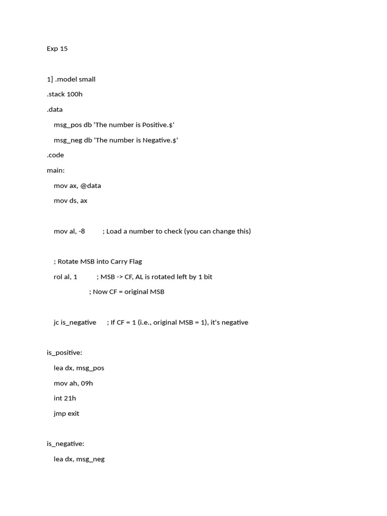 Assembly Language Number Operations | PDF | Computer Programming ...