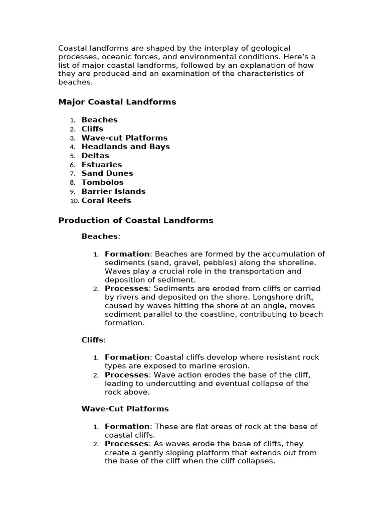 Coastal Landforms Are Shaped by The Interplay of G | PDF | Coast | Beach