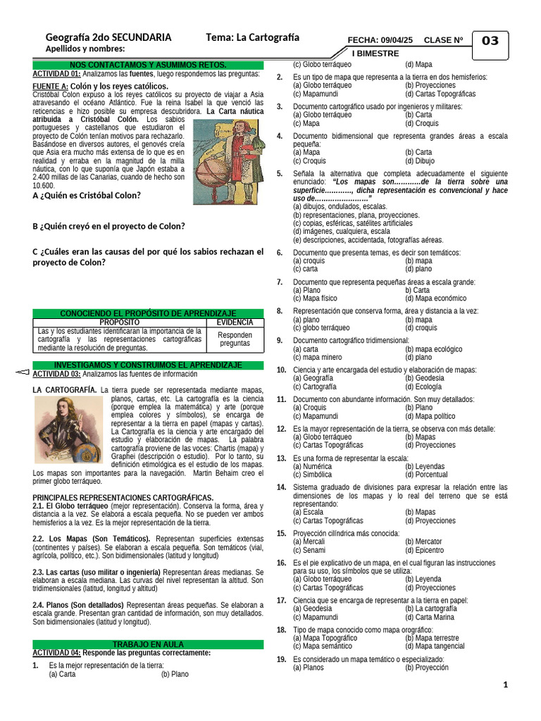 CLASE 3 GEO 2do Cartografia | PDF | Mapa | Cartografía