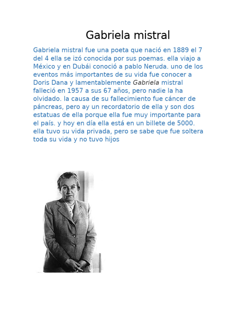 Vida y legado de Gabriela Mistral | PDF