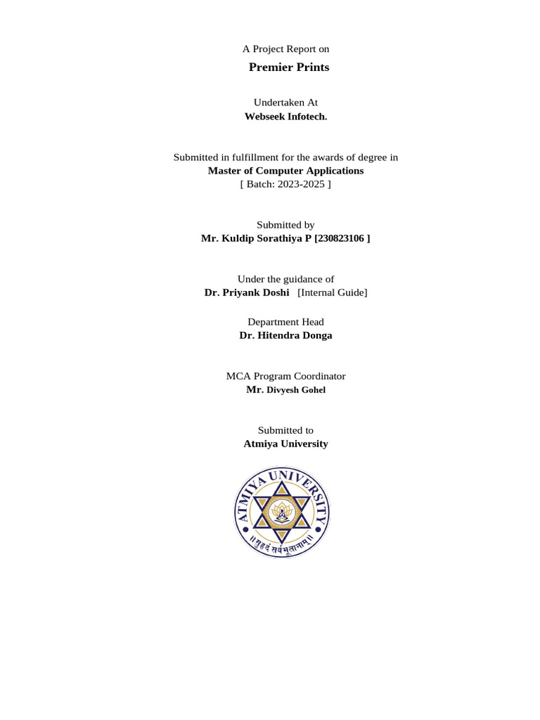 Premier Prints Project Report Overview | PDF | World Wide Web ...