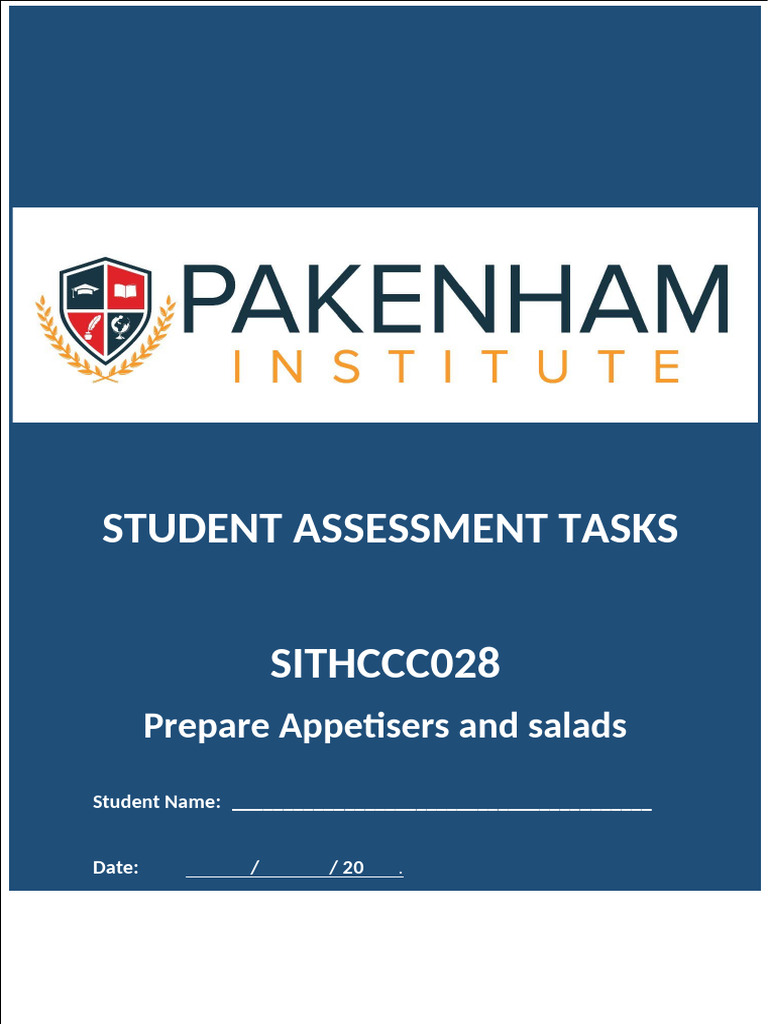 SITHCCC028 Assessment: Appetisers & Salads | PDF | Food And Drink ...