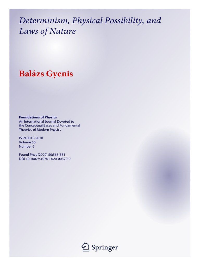 Determinism and Physical Possibility in Physics | PDF | Determinism ...