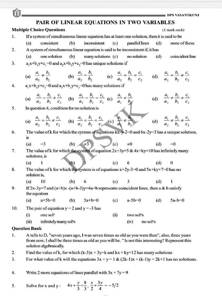 Linear Equations Assignment Problems | PDF