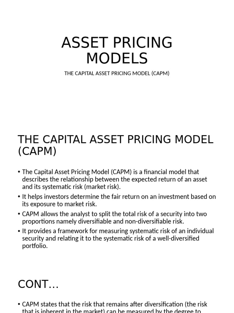Asset Pricing Models-Capm | PDF | Capital Asset Pricing Model ...