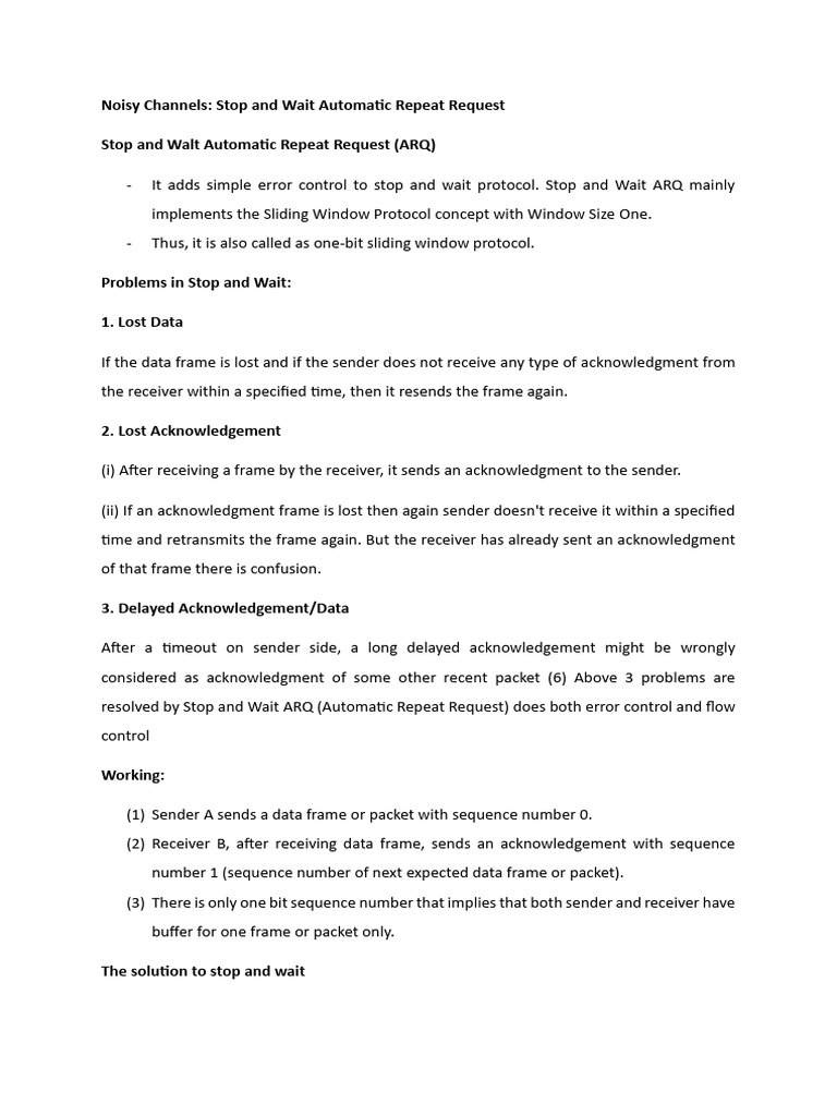 Stop and Wait Noisy Channels | PDF | Internet Protocols | Networking ...