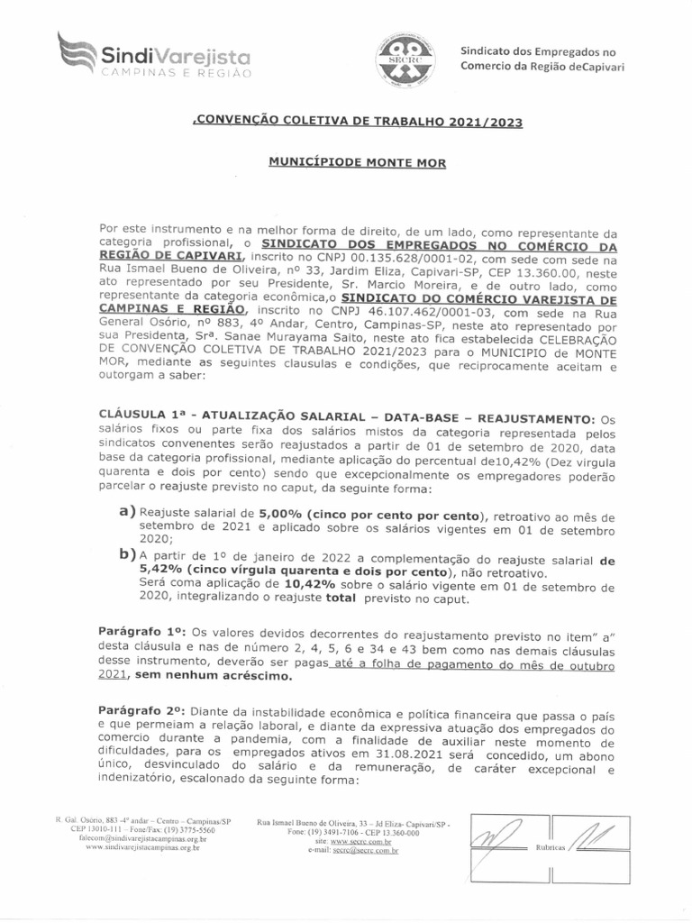 CCT 2021 2023 Monte Mor SP | PDF