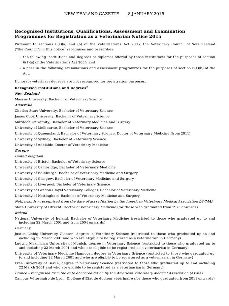 Notice of Recognition of Institutions | PDF