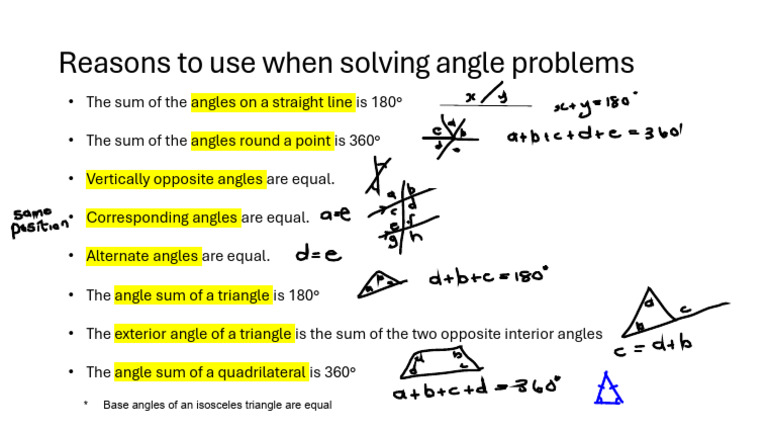 Reasons to Use When Solving Angle Problems Stage 8 | PDF