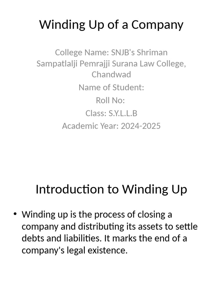 Types and Process of Winding Up Companies | PDF | Liquidation ...