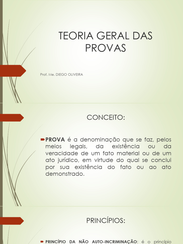 Aula 4 Teoria Geral Das Provas | PDF | Prova (jurídico) | Testemunha ...
