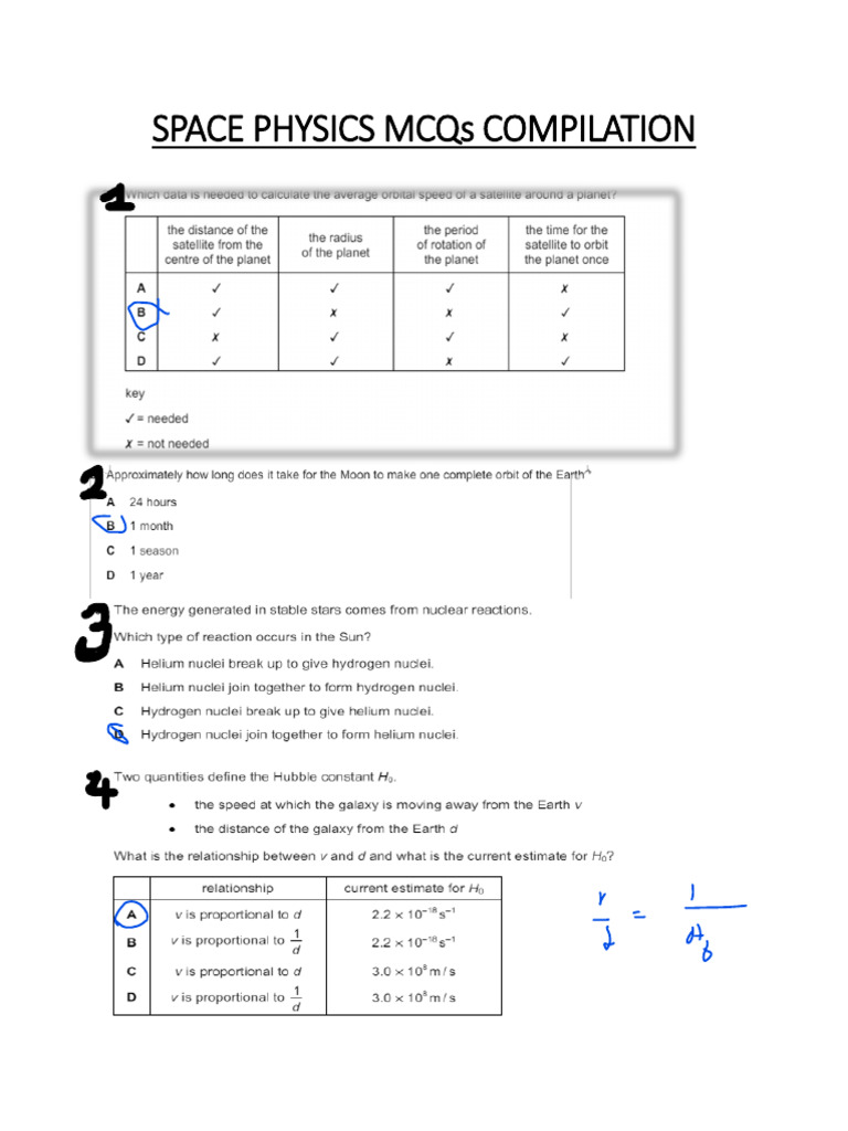 Space Physics Mcqs Compilation | PDF