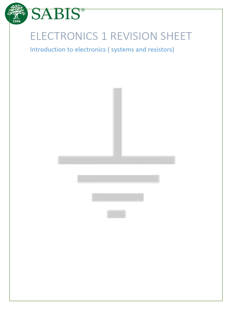 2425 Electronics 1 Revision Sheet | PDF | Resistor | Electrical Network