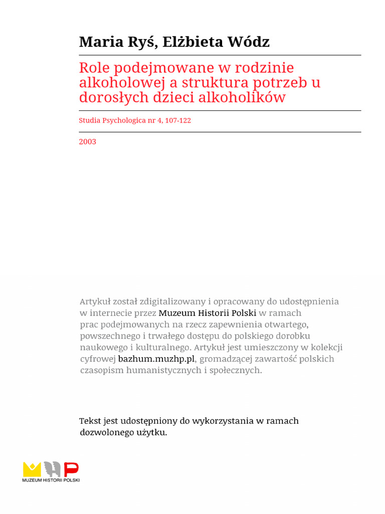 Maria Rys Role Wdziecinstwie | PDF