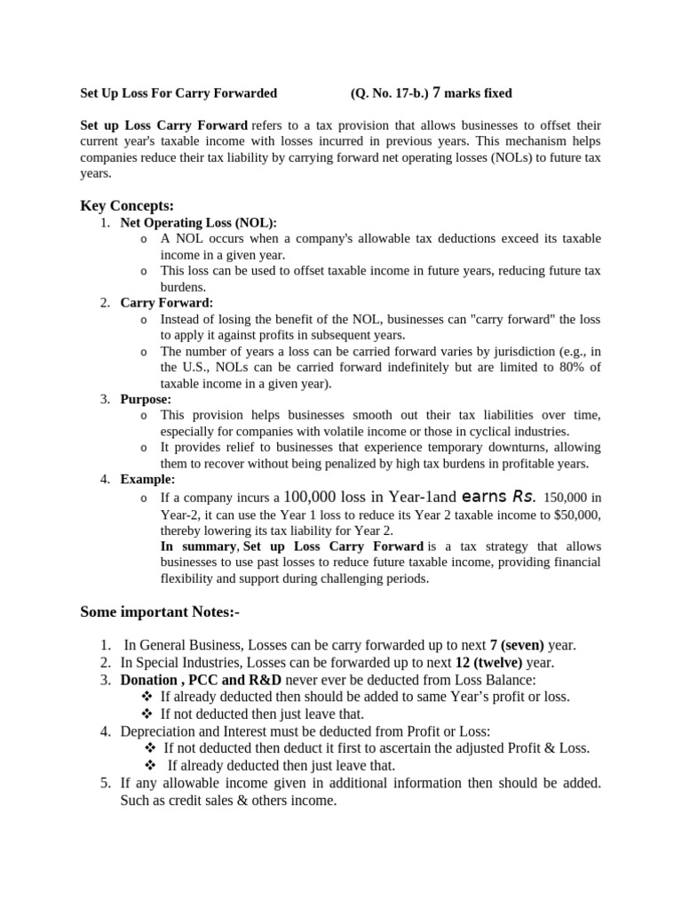 Understanding Loss Carry Forward Tax Benefits | PDF | Taxes | Money