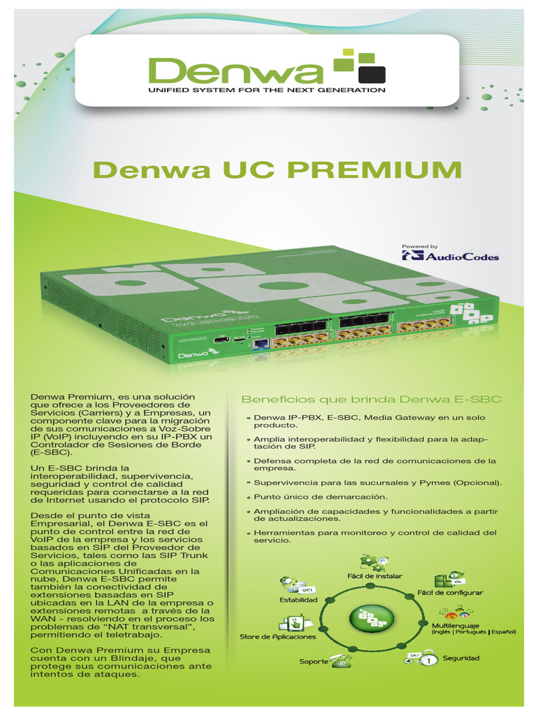 Denwa E-SBC: Solución VoIP Integral | PDF | Voz sobre IP | protocolo de ...
