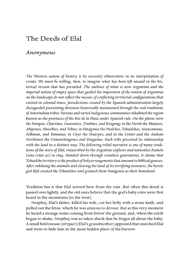 The Deeds of Elal - Short Story | PDF