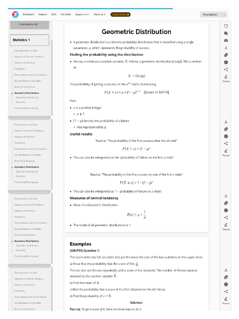 9709 Statistics 1 Geometric Distribution 2025 | PDF