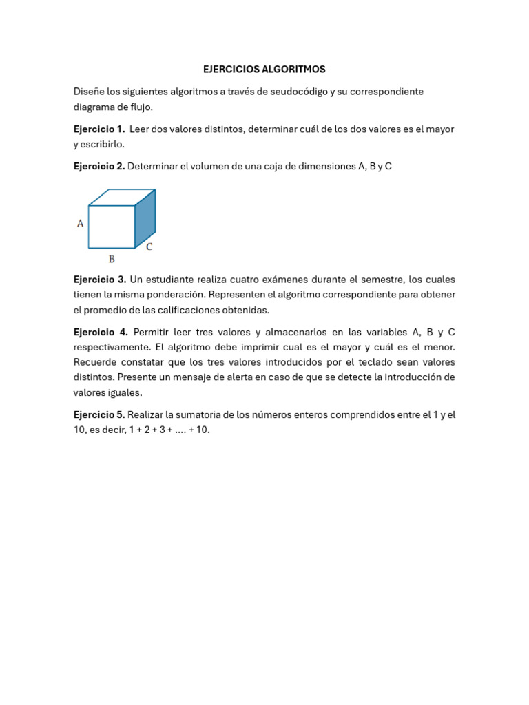 Ejercicios Algoritmos 1 | PDF
