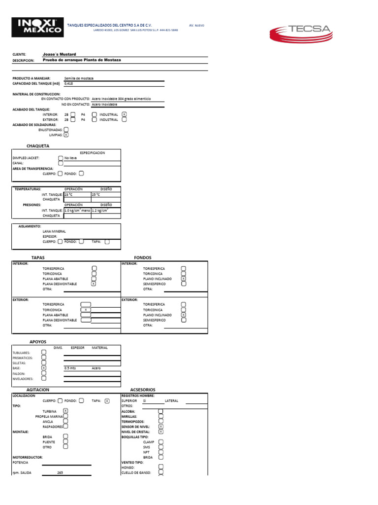 ESPECIFICACIÓN GENERAL DE TANQUES PARA COTIZAR | PDF