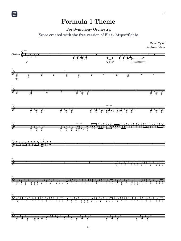 Formula 1 Theme for Orchestra Score | PDF