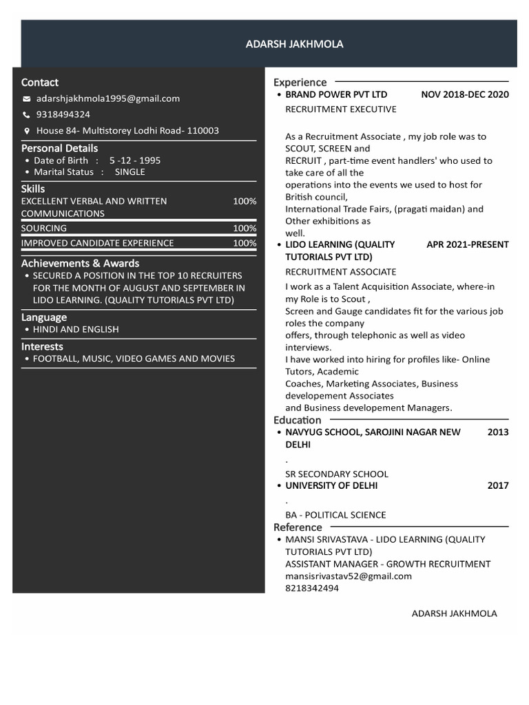 Adarsh Jakhmola RA | PDF