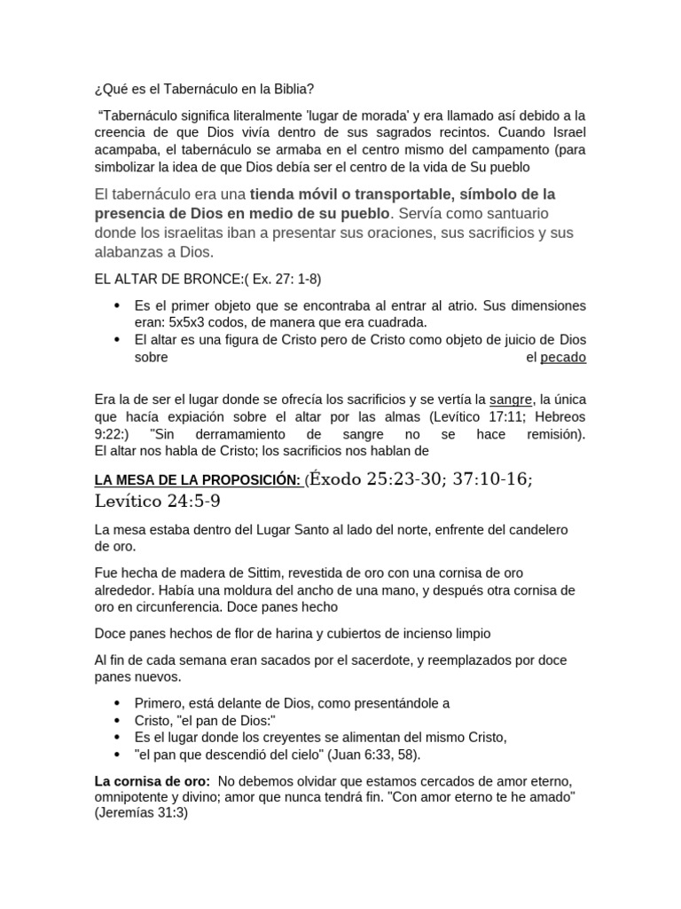 Qué Es El Tabernáculo en La Biblia | PDF | Tabernáculo | Libro de levítico