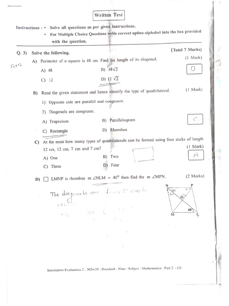 Math Part2 Practice Test | PDF