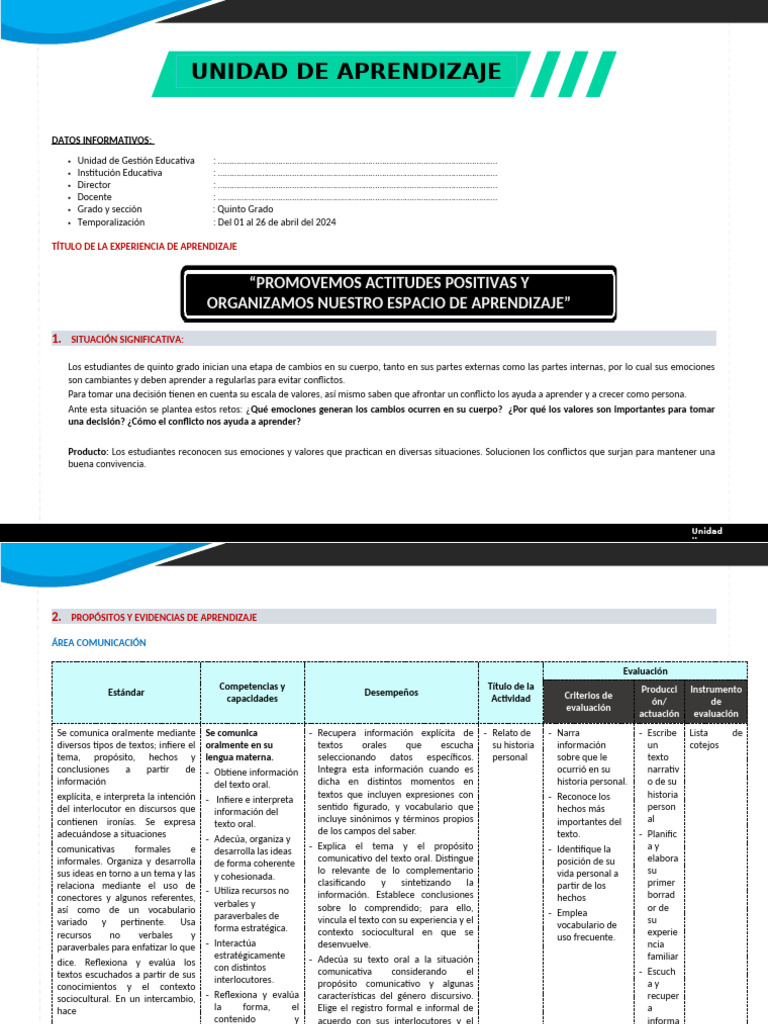 Unidad de Aprendizaje 02 (5º Prim) | PDF | División (Matemáticas) | Decimal