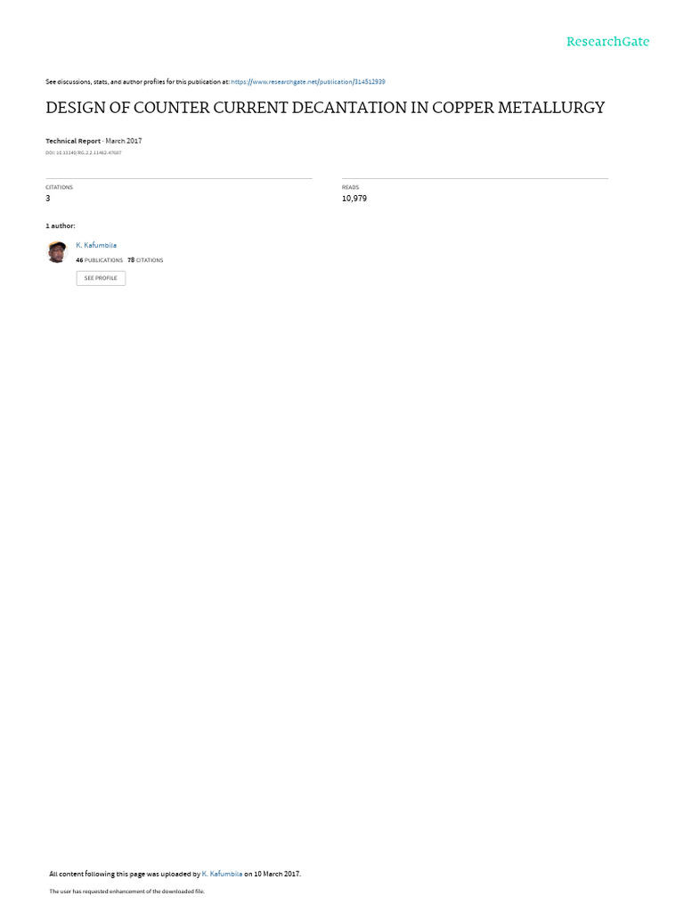 Design of Counter Current Decantation in Copper Metallurgy: March 2017 ...