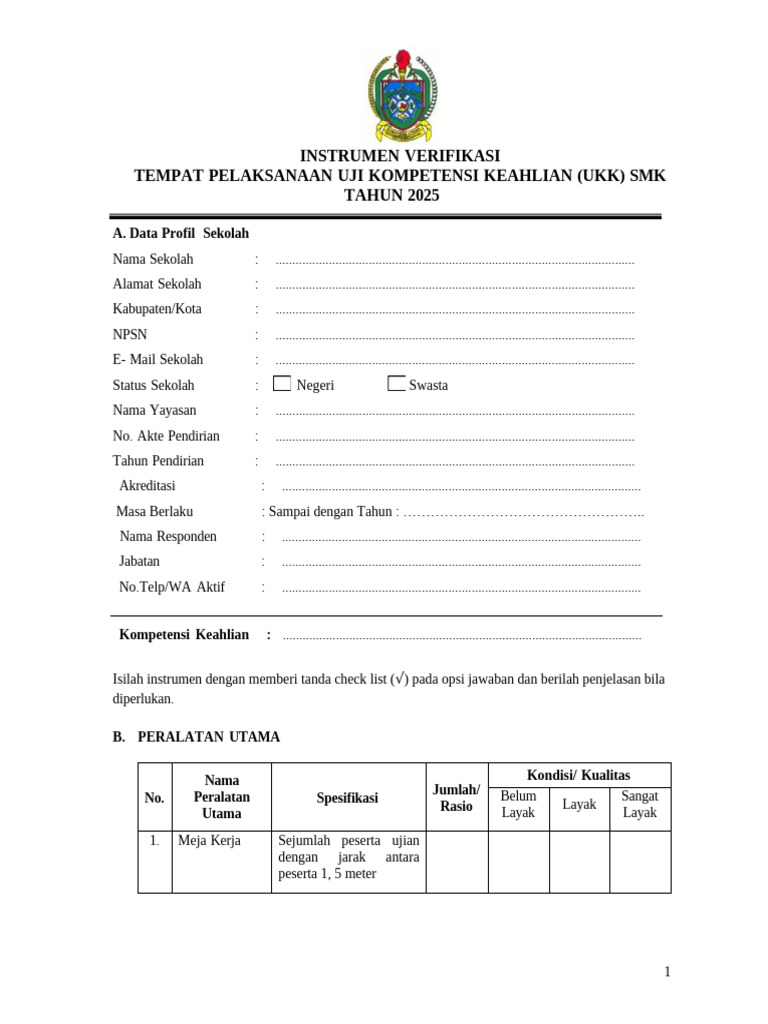 INSTRUMEN VERIFIKASI UKK 2025 (1) | PDF