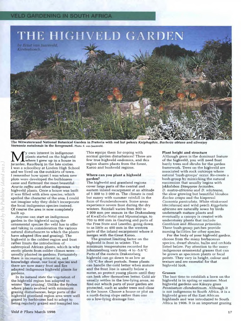 Van Jaarsveld 2020 Veld Gardening in South Africa Part 7 The Highveld ...