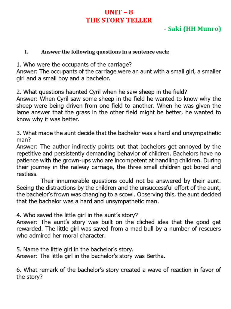 Saki's "The Storyteller": A Satirical Analysis | PDF