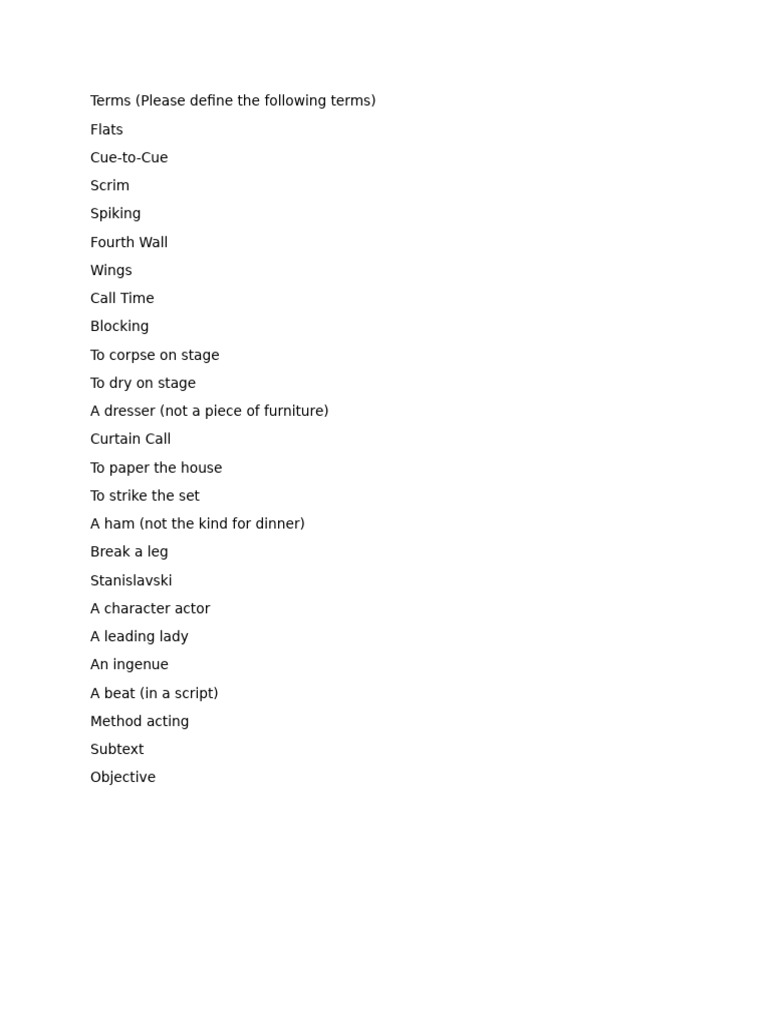 Theatre Acting Terms 2 | PDF