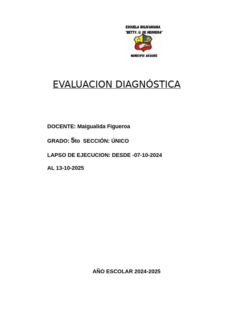Informe de La Evaluacion Diagnostica Grado (2024 - 2025 | PDF | Aprendizaje | Comprensión lectora