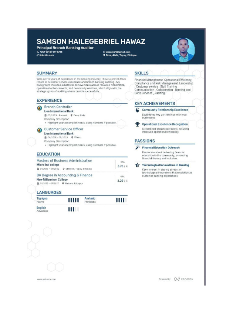 Samson Hailegebreal CV | PDF