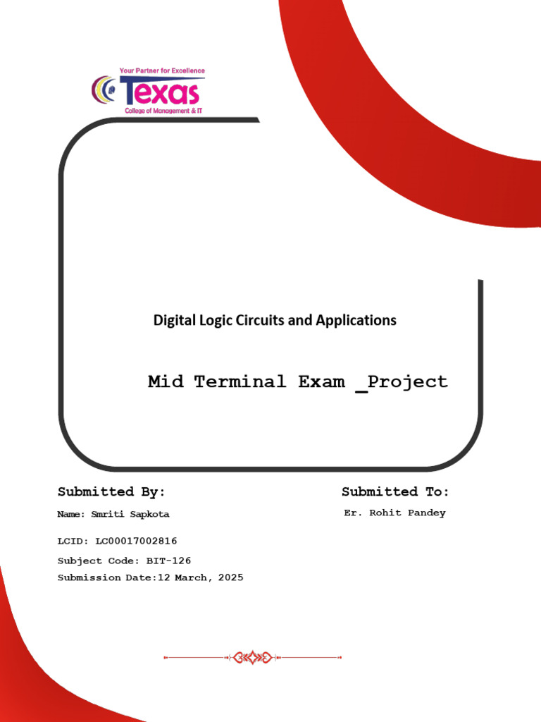 Smriti Sapkota Mid-Term-Project D-Logic | PDF | Digital Electronics ...