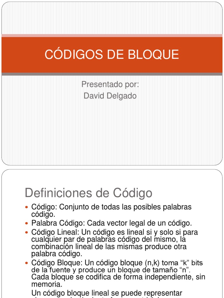 Códigos de Bloque | PDF | Informática teórica | Codificaciones