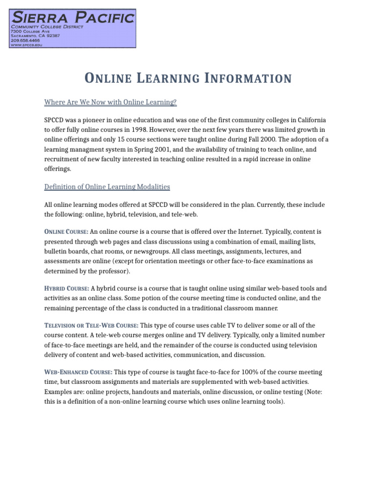 Overview of Online Learning Modalities | PDF