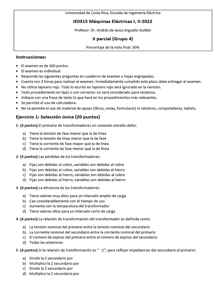 ME1 G4 | PDF | Transformador | Energia electrica