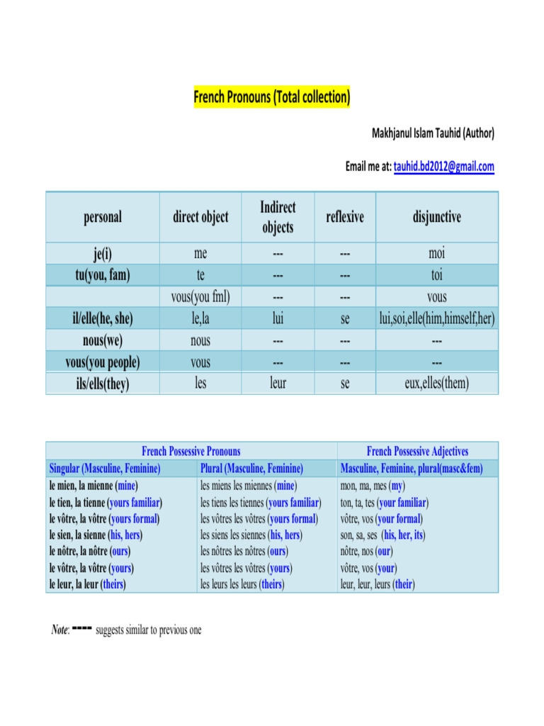 58996153 French Pronouns the Total Collection | PDF