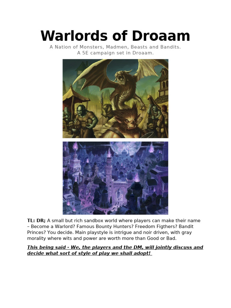 Warlords of Droaam - Campaign Bible | PDF | Monsters
