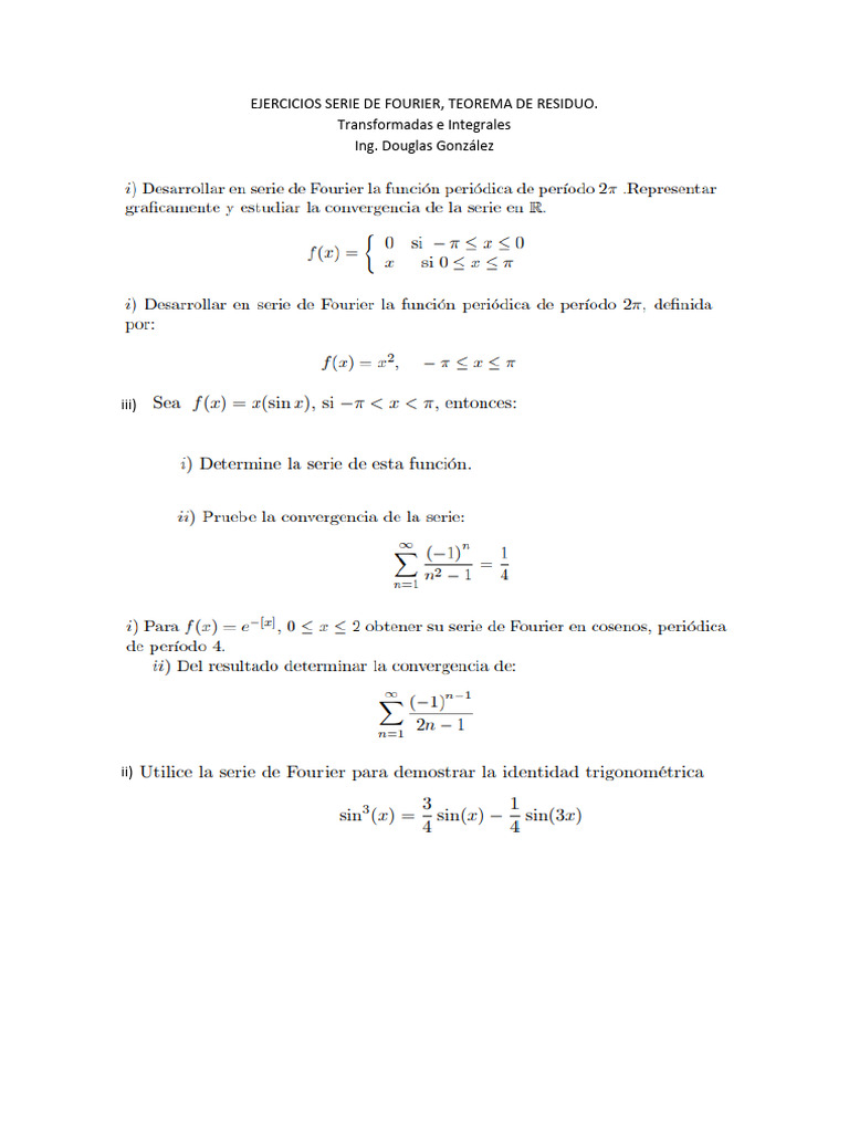 Ejercicios Serie de Fourier | PDF