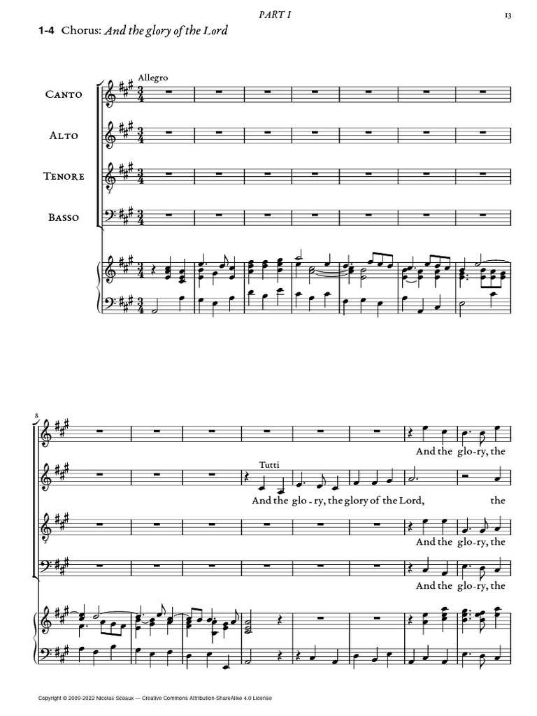 1-4 and The Glory of The Lord | PDF | Messiah (Handel) | Music Based On ...
