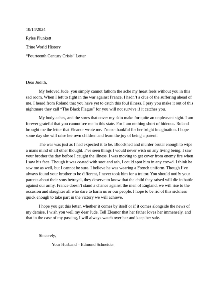 Fourthteenth Century Crisis Letter | PDF