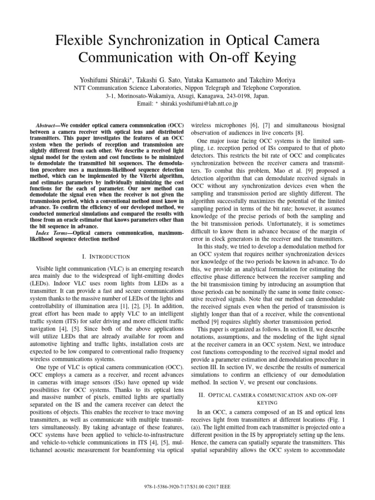 Flexible Synchronization in Optical Camera Communication With On-Off ...