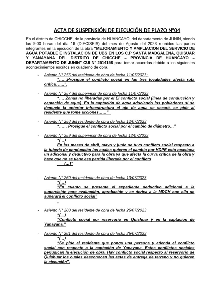 ACTA DE SUSPENSION DE PLAZO #04 (1) Actualizado | PDF | Ley común | Justicia