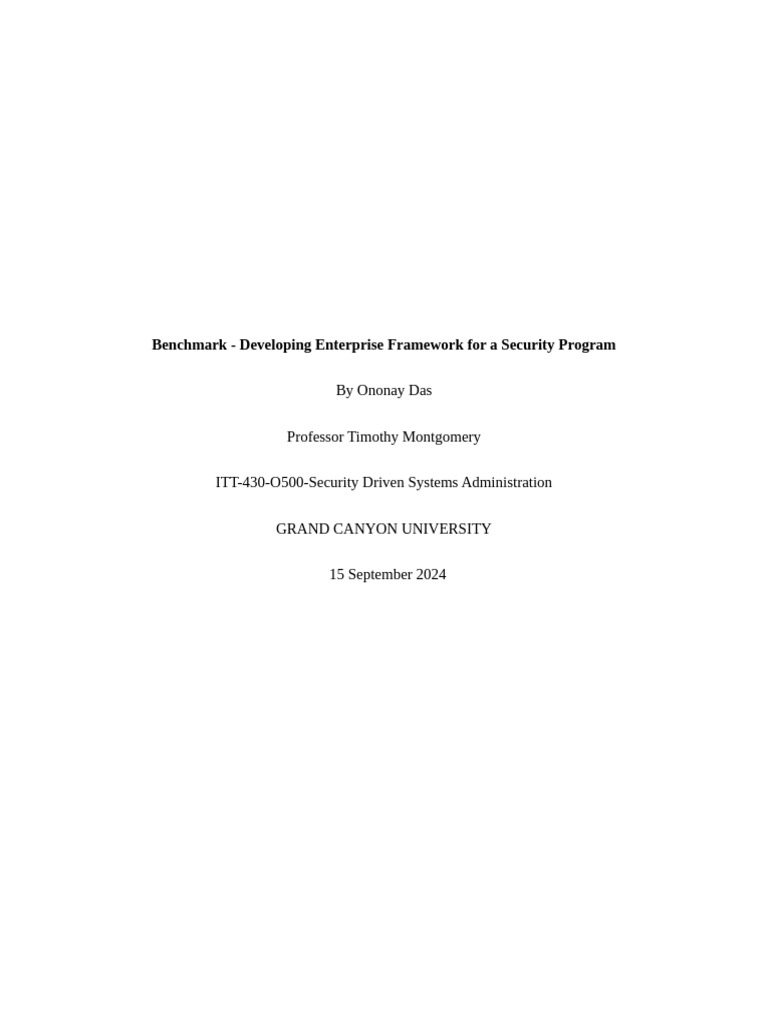 Benchmark - Developing Enterprise Framework For A Security Program | PDF | Computer Security ...