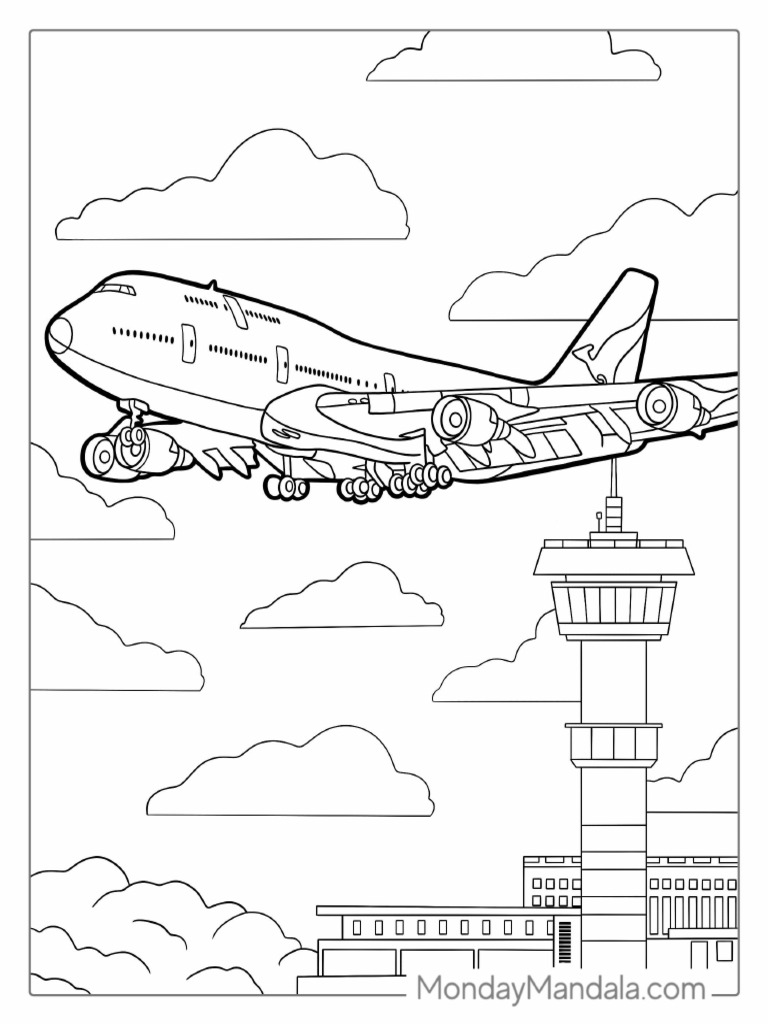 Boeing 747 Plane at Airport To Color | PDF